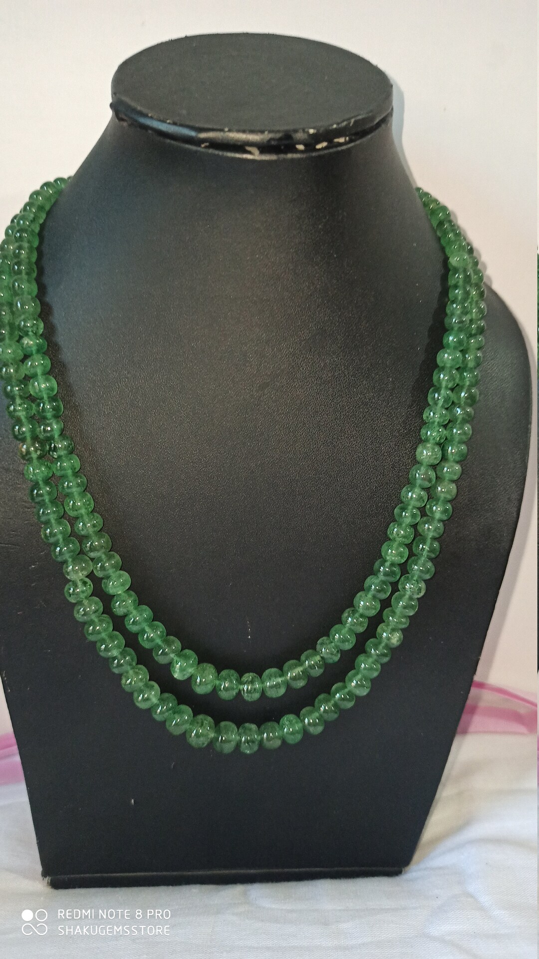 Natural Green Strawberry Emerald Smooth Rondelle Beads Necklace AAA 410 ...