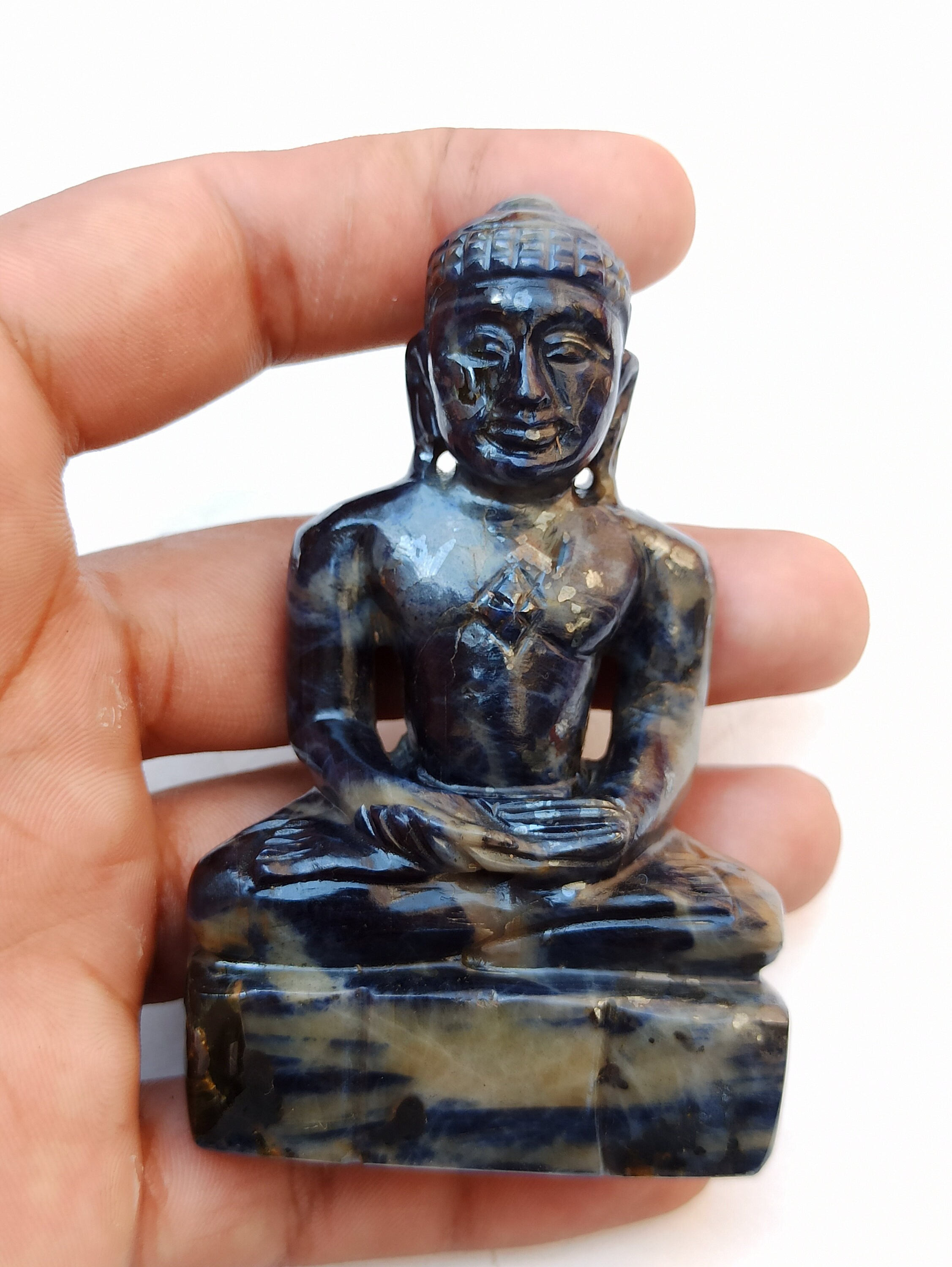 Blue Sapphire Hand Carved Mahaveer Statue AAA Natural Gemstone - Etsy