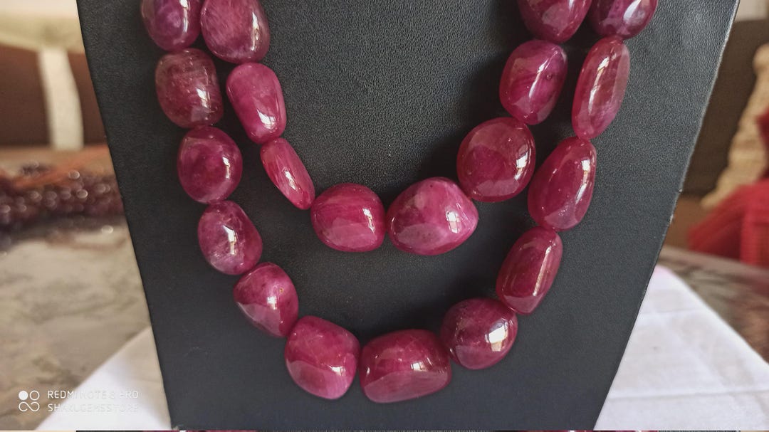 Natural Ruby Tumble Bead Necklace 1610 Carat Healing Gemstone Strand - Etsy