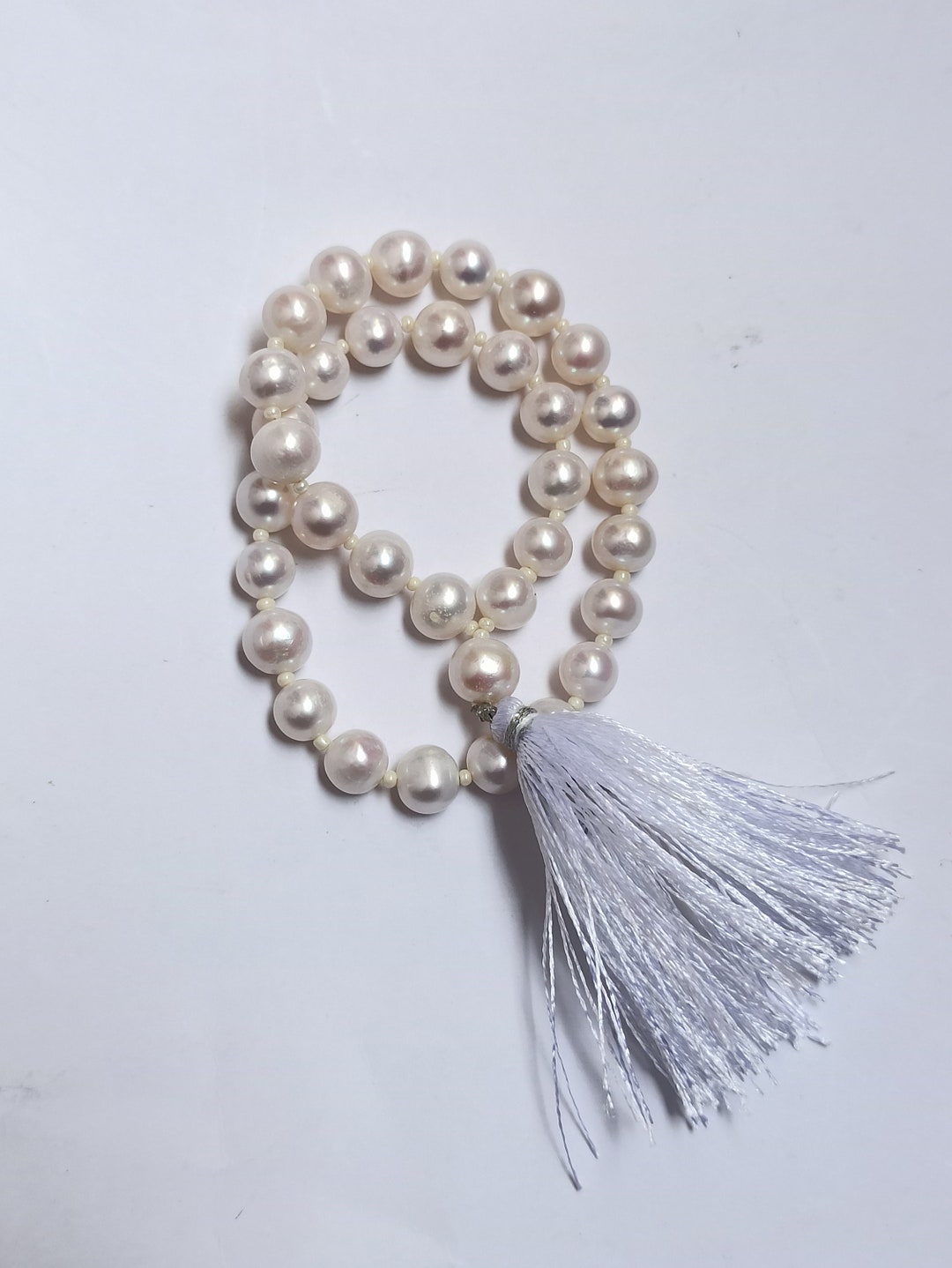 Natural Fresh Water Pearl Japa Mala Prayer Beads Round Japa Mala Guru ...