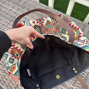 Recycled Denim & Aztec Shoulder Bag//bucket Tote Bag//large Shopping ...