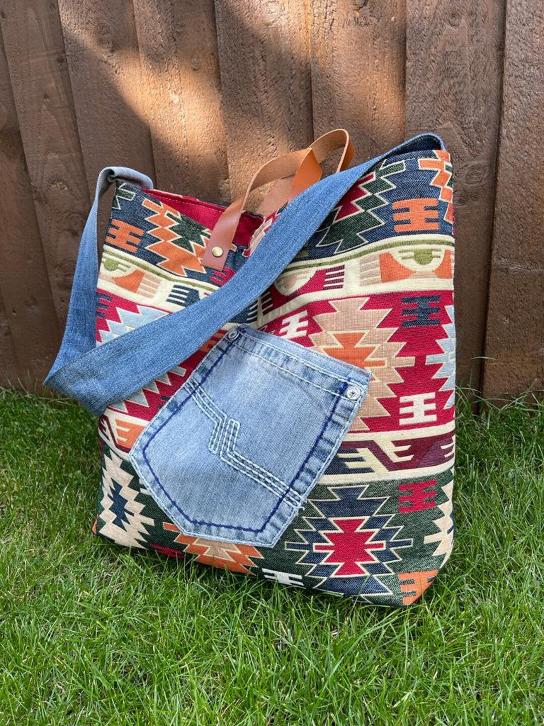 Aztec Tote Bag//top Leather Handles Purse//tribal//hobo - Etsy