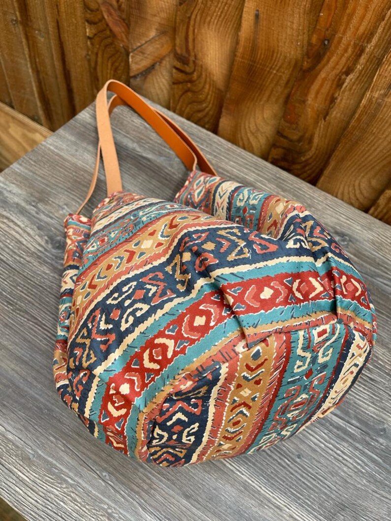 Recycled Denim & Aztec Shoulder Bag//large Bucket Tote - Etsy
