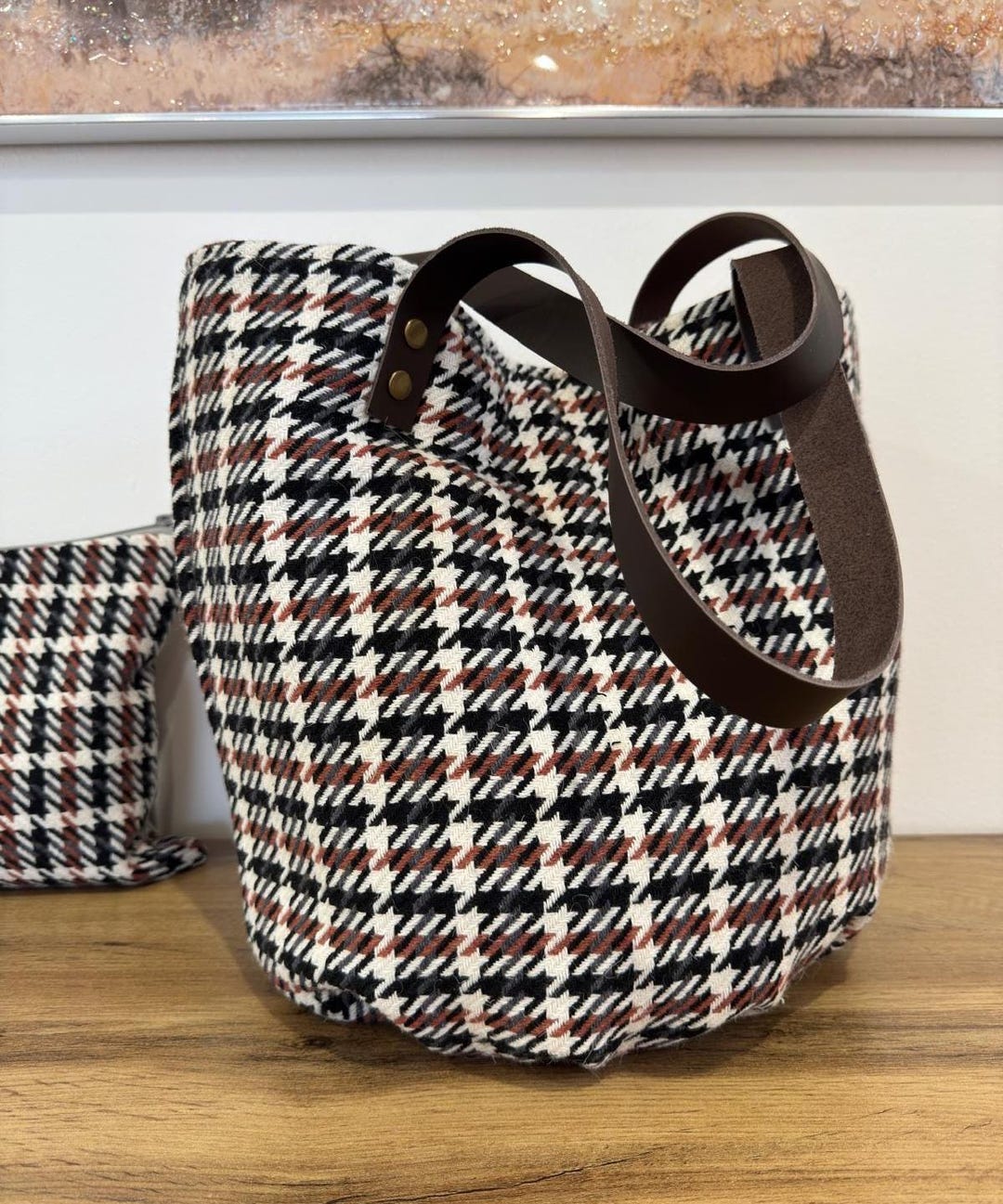 Winter Wool Shoulder Bag//large Bucket Tote//durable Shopper//casual ...