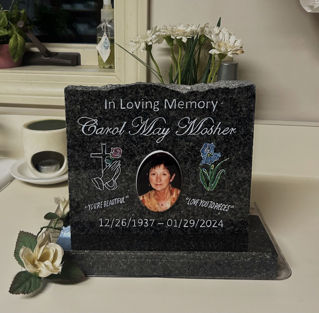 Personalized Memorial Stone photo Tile NOT INCL / Urn Marker Solid ...