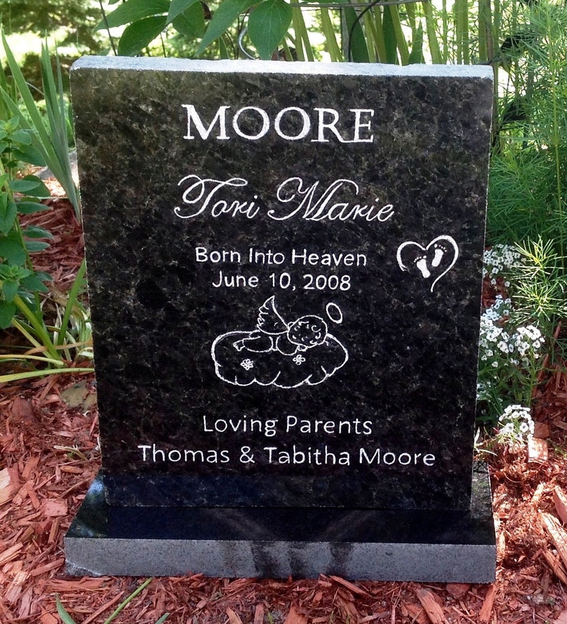 Hand Engraved Granite Infant Memorial Stone, Baby Grave Marker (11x10x1 ...