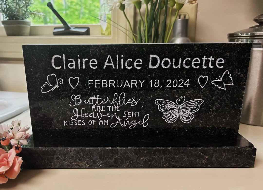 11-12"w X 3 - 4"h X 1d" W Base* Hand Engraved in Granite to Endure Baby ...
