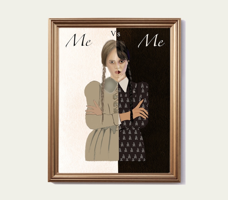 Wednesday Addams Vs Goody Addams Wall Art Printable Painting - Etsy