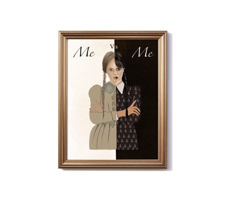 Wednesday Addams Vs Goody Addams Wall Art Printable Painting Wednesday ...