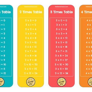 Printable Times Table Cards Bookmarks Flash Cards Flip Maths - Etsy
