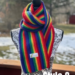 Gay Pride Scarf, Rainbow Scarf, Hand Crocheted, Winter Scarf, Handmade ...
