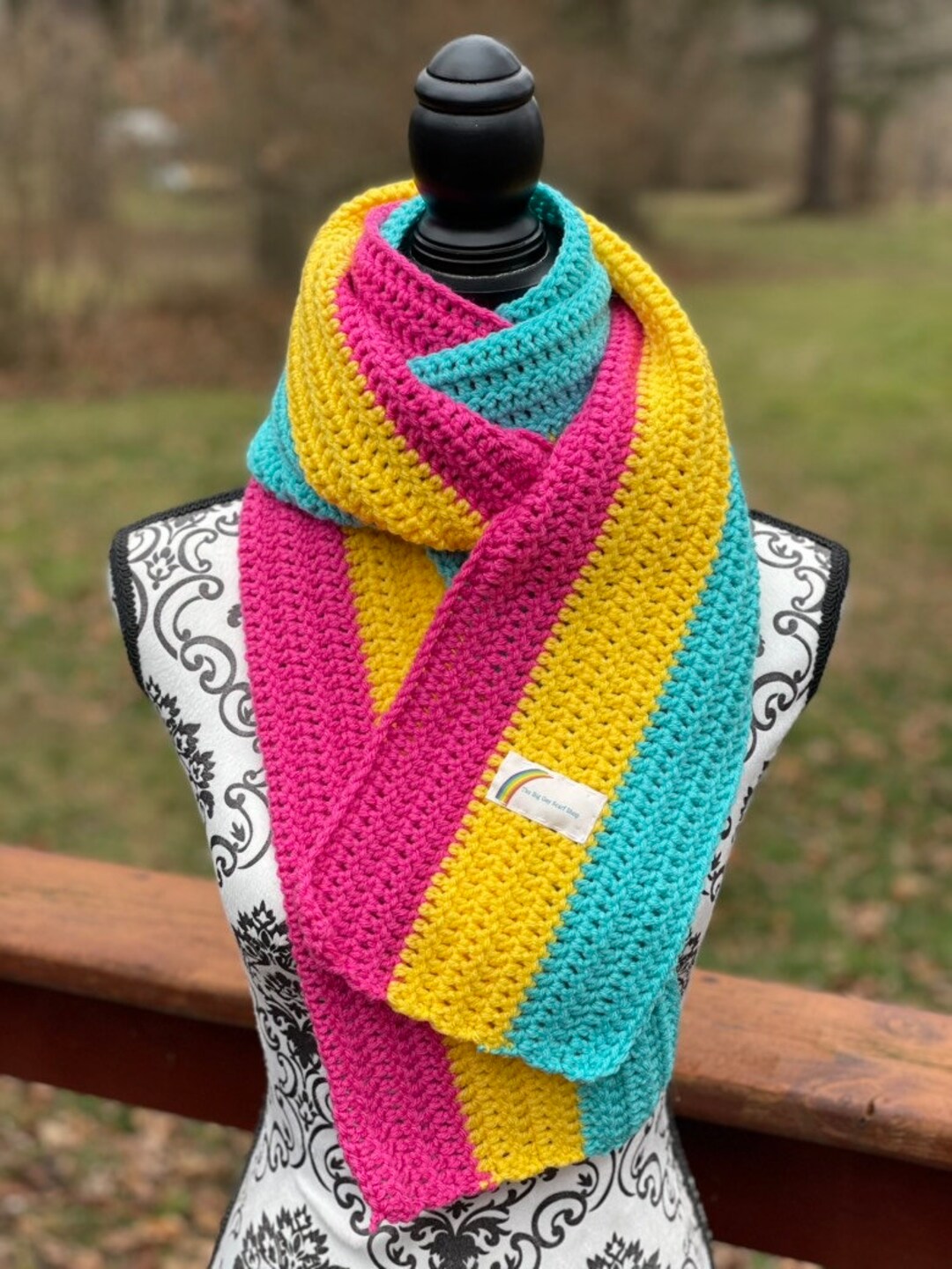 Pansexual Pride Scarf, Hand Crocheted, Winter Scarf, Handmade, 100% ...