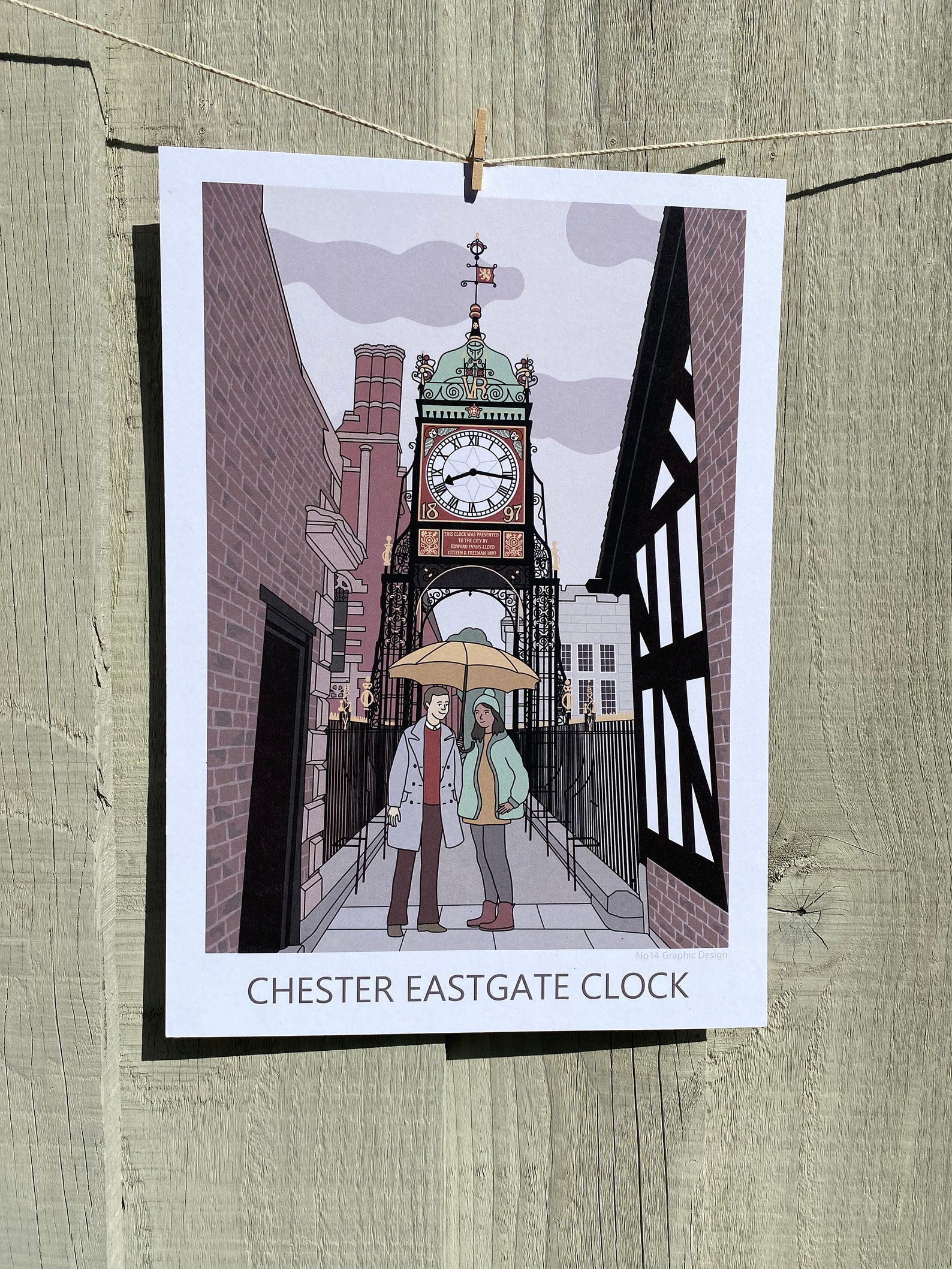 Chester Eastgate Clock Art Print Chester Eastgate Clock Illustration ...