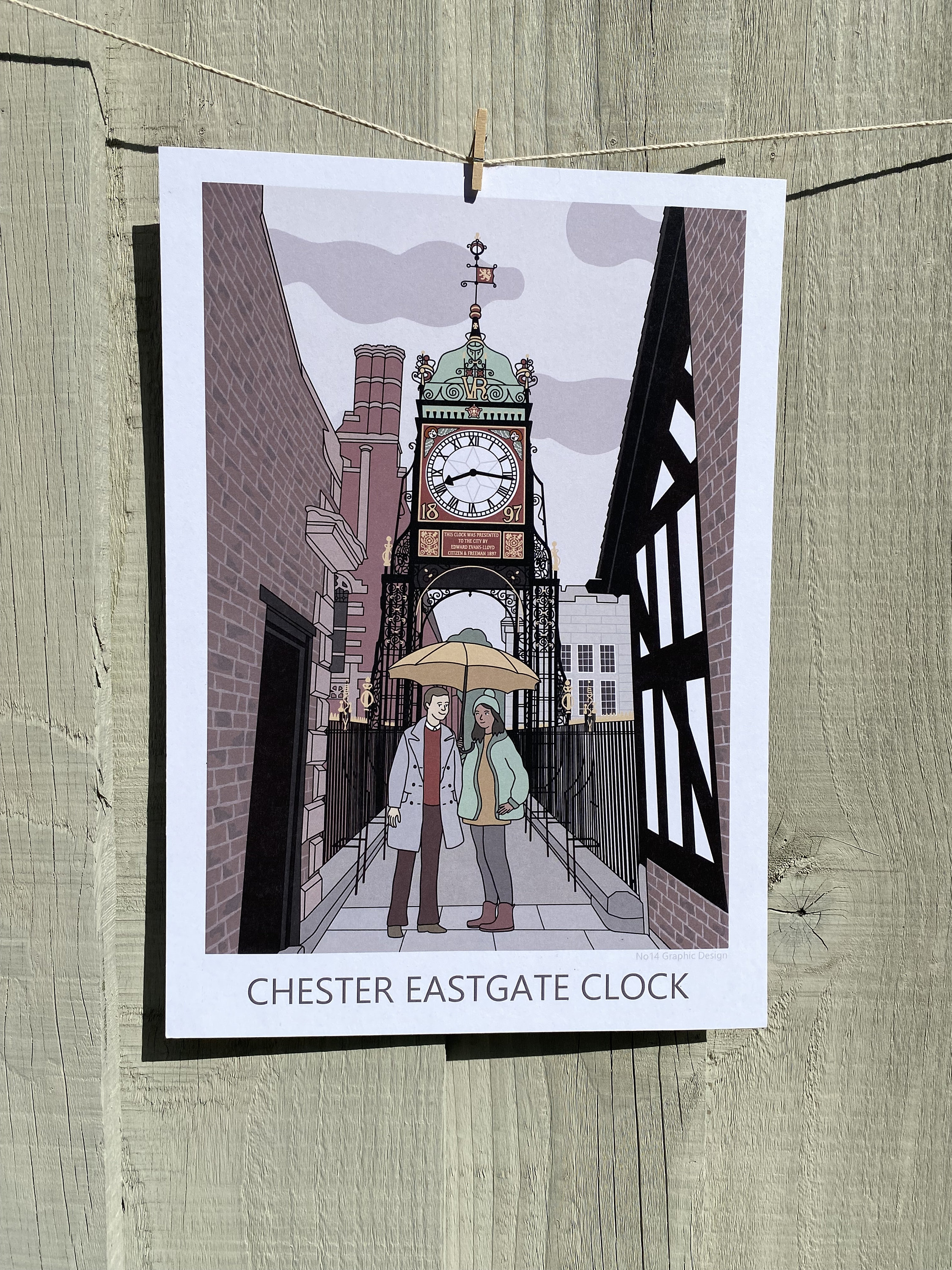 Chester Eastgate Clock Art Print Chester Eastgate Clock Illustration ...