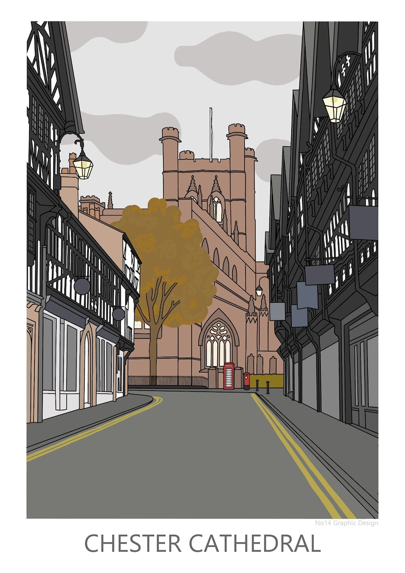 Chester Cathedral Art Print | Chester Cathedral Illustration | Travel ...