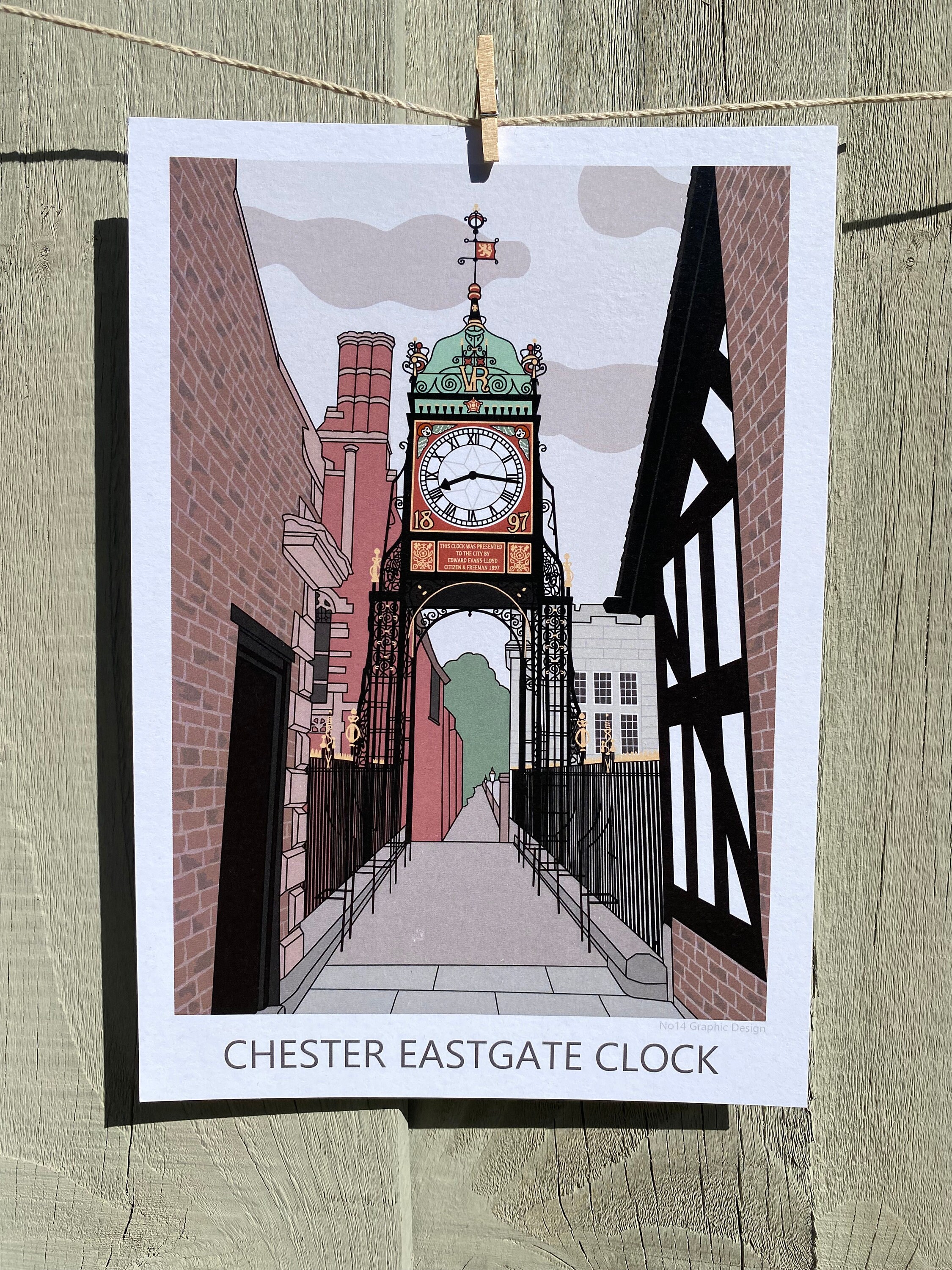 Chester Eastgate Clock Art Print Chester Eastgate Clock Illustration ...