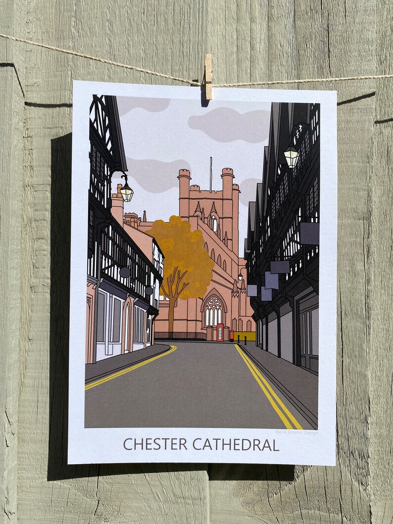 Chester Cathedral Art Print | Chester Cathedral Illustration | Travel ...