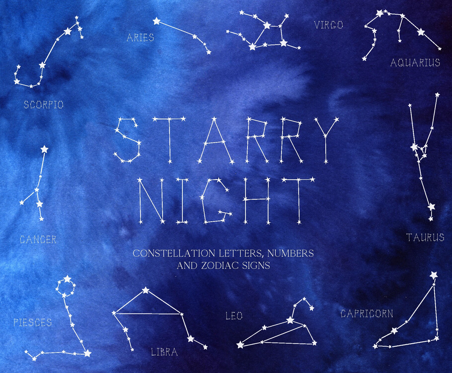 Constellation Alphabet letter Clipart. Zodiac star alphabet | Etsy