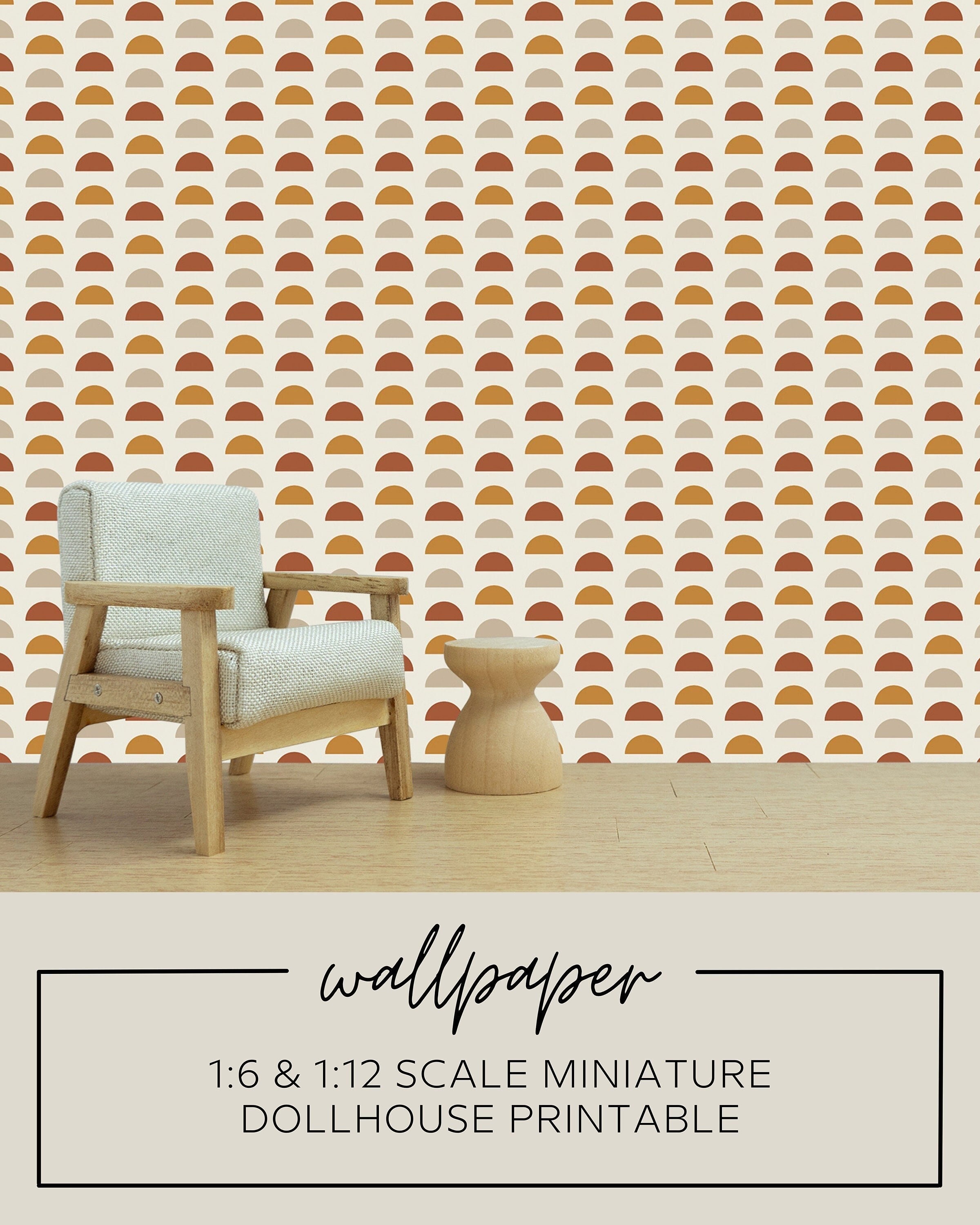 Retro Miniature Printable Wallpaper Abstract Semicircles - Etsy