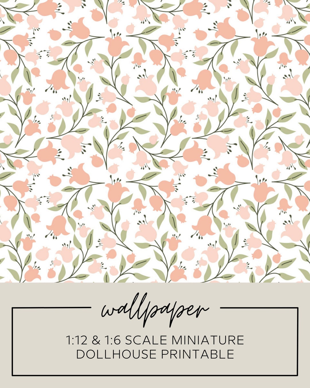 Printable Ditsy Floral Dollhouse Wallpaper - Boho Rose - 1:12 & 1/6 ...