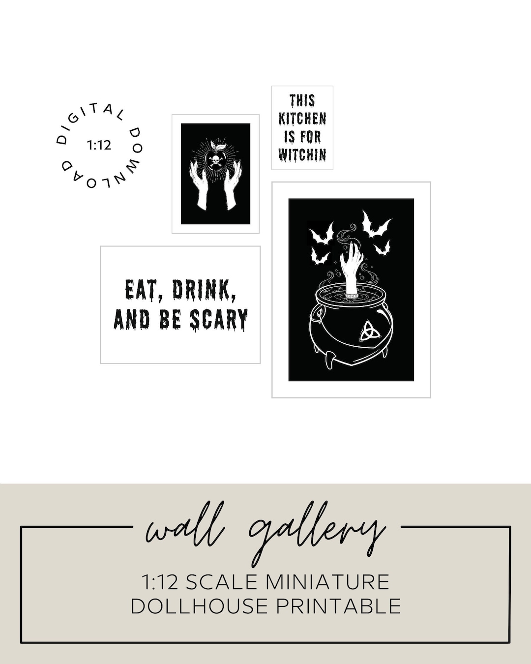 1:12 Miniature Printable Halloween Artwork - Dollhouse Scale Kitchen ...