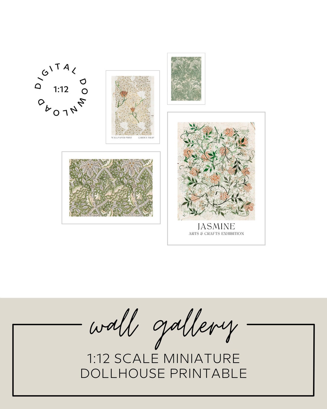 1:12 Printable Miniature Floral Art Gallery - Famous Arts & Crafts ...