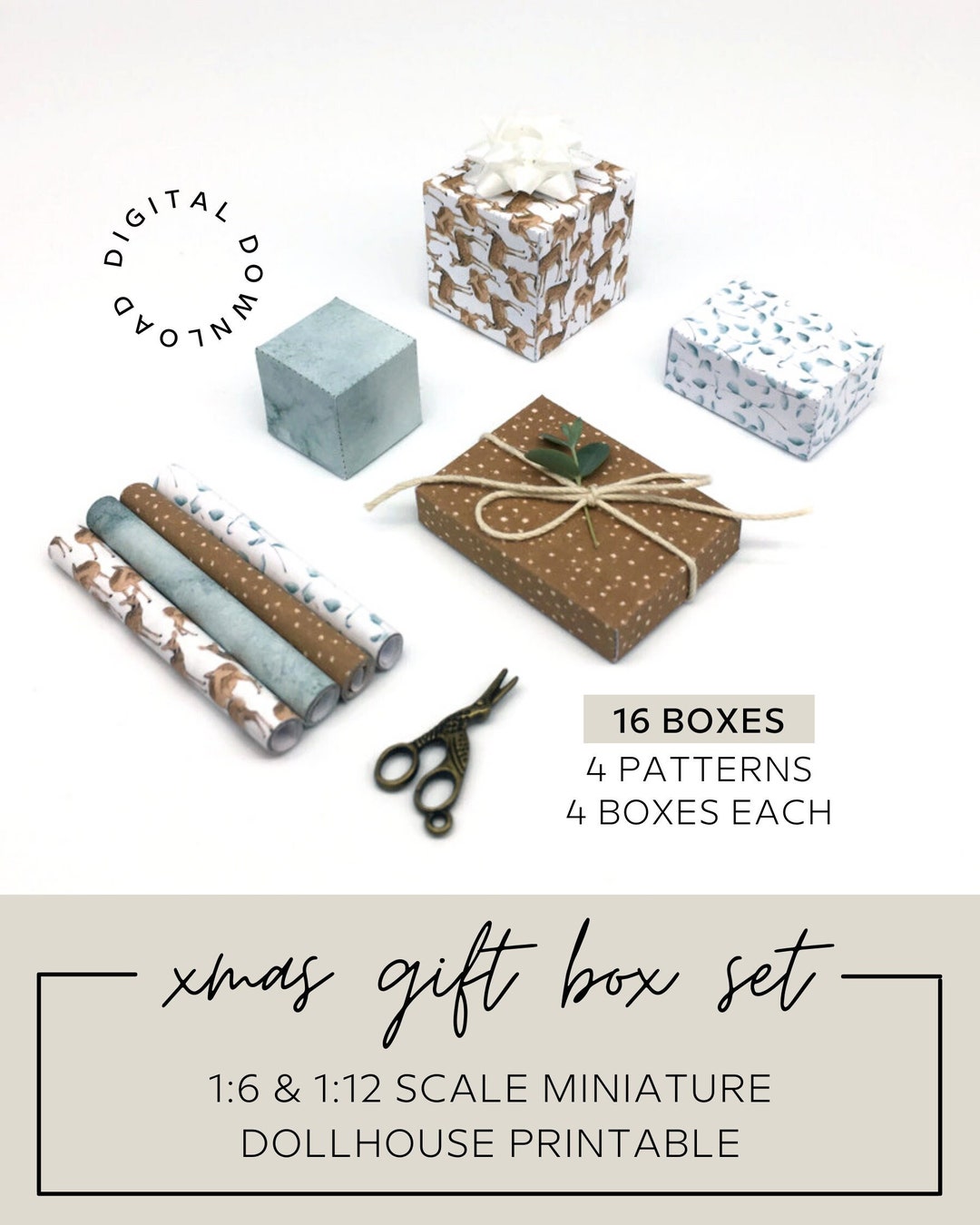 Printable Miniature Christmas Gift Box & Wrap Set Modern - Etsy
