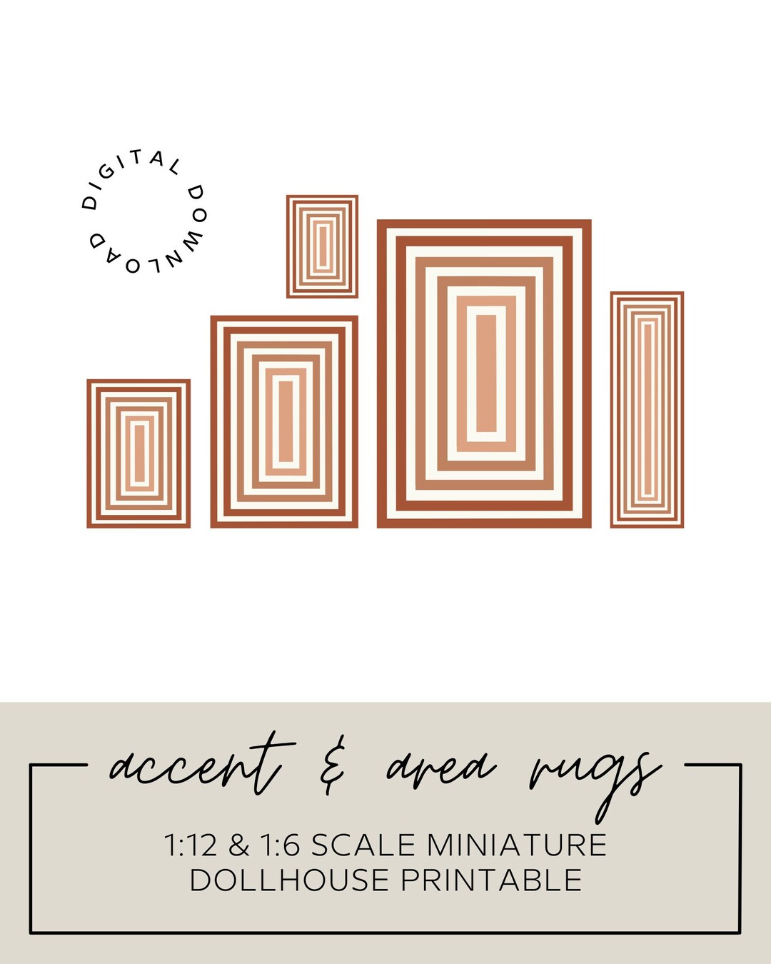 Op Art Miniature Printable Rug - Coral Pink Dollhouse Accent & Area ...
