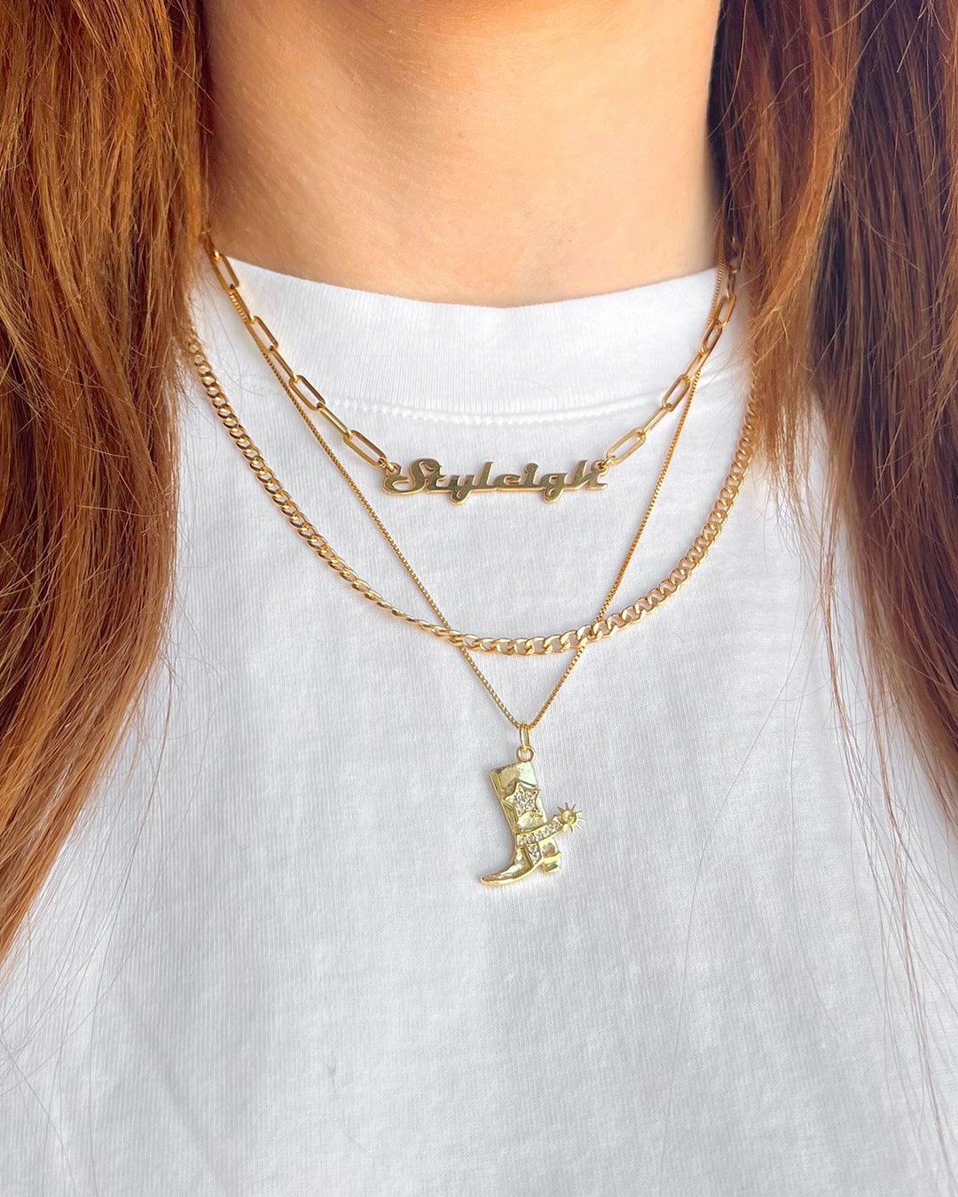 Gold Cowboy Necklace, Cowboy Boot Necklace, Country Necklace, Costal ...