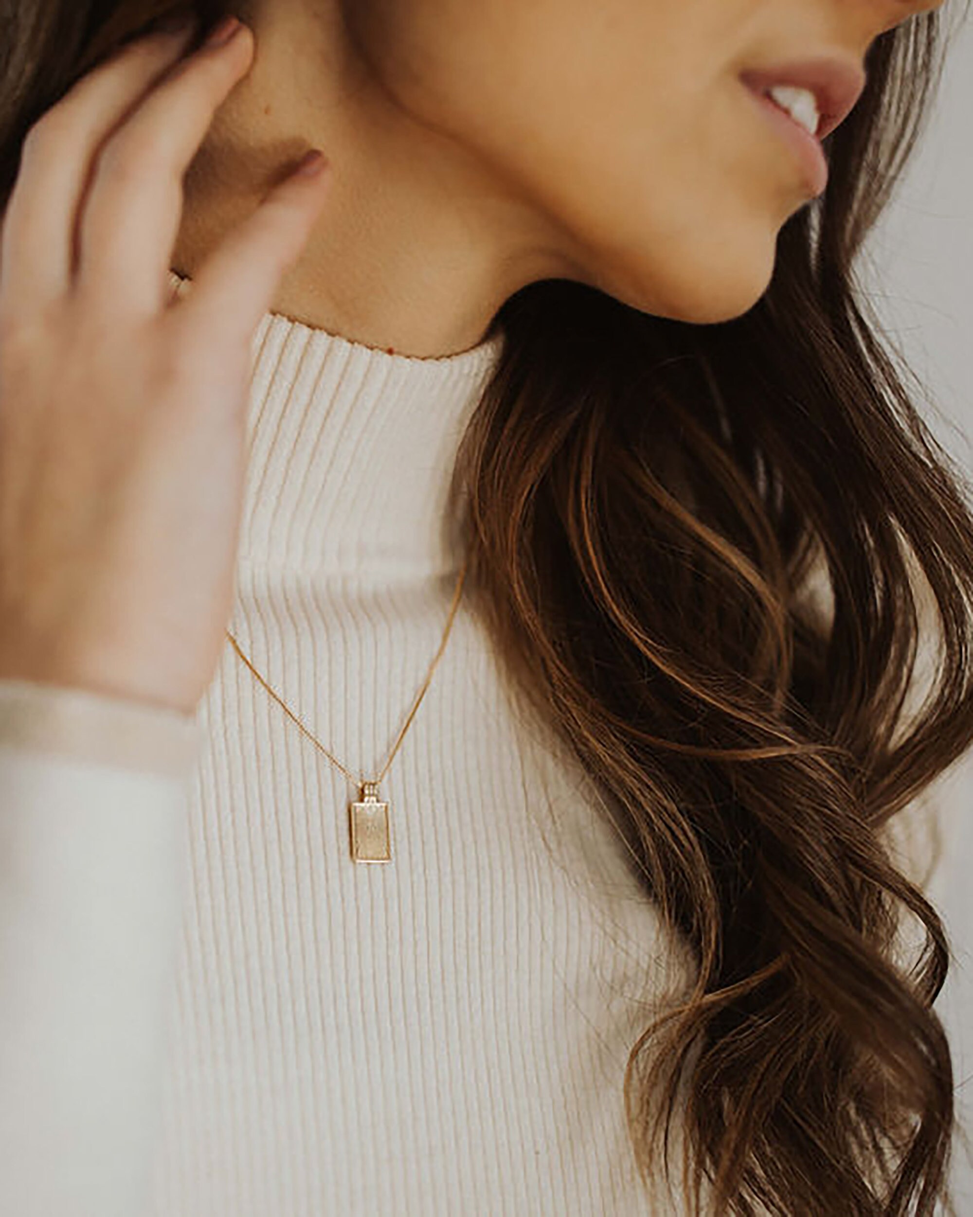 Mini Gold Sunburst Rectangle Necklace, Gold Filled Geometric Necklace ...