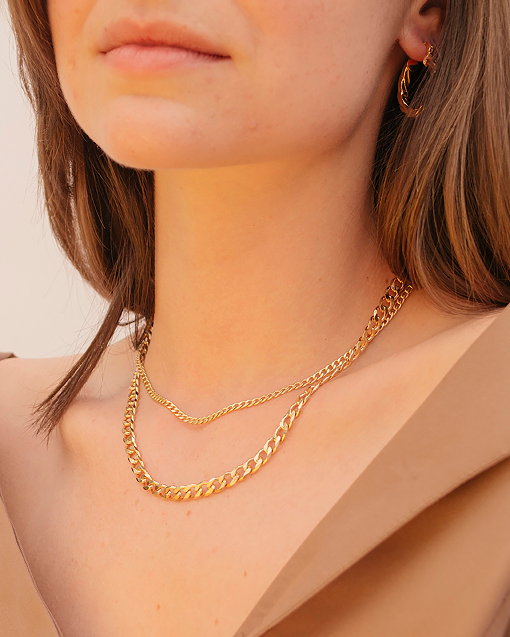 Gold Filled Curb Chain Thick Chain Choker Laying Necklace | Etsy