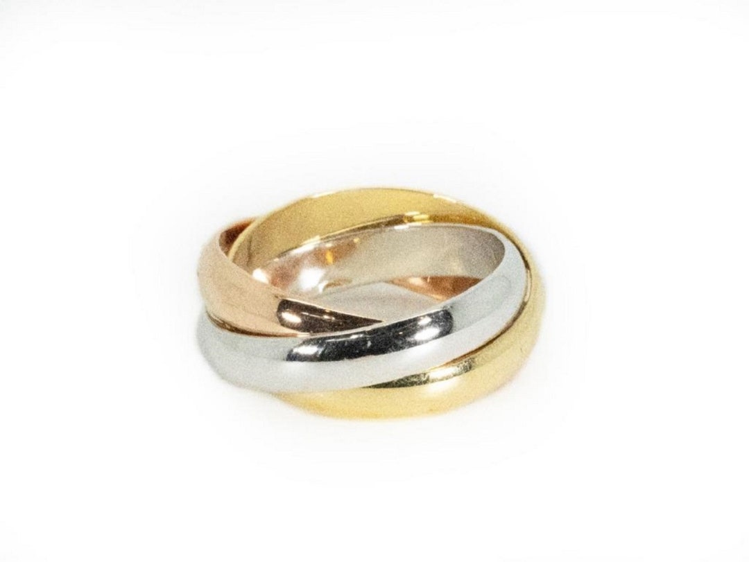 Elegant 18k Tri Tone Gold Ring Cartier - Etsy