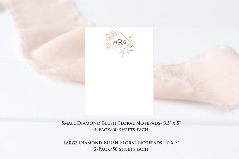 Custom Floral Monogram Notepad – Diamond Blush Design - Etsy