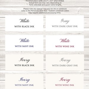 PRINTED Place Cards With Custom Fonts and Colors, Custom Place Cards ...