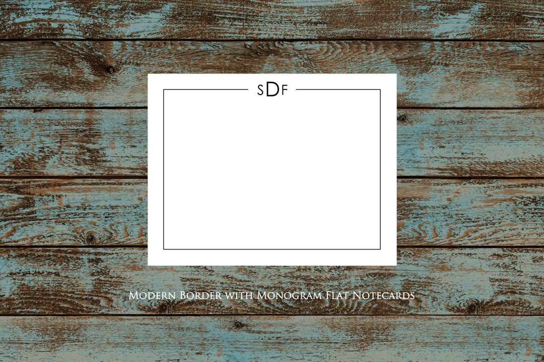 Custom Modern Border With Monogram Notecards and Folded Cards - Etsy