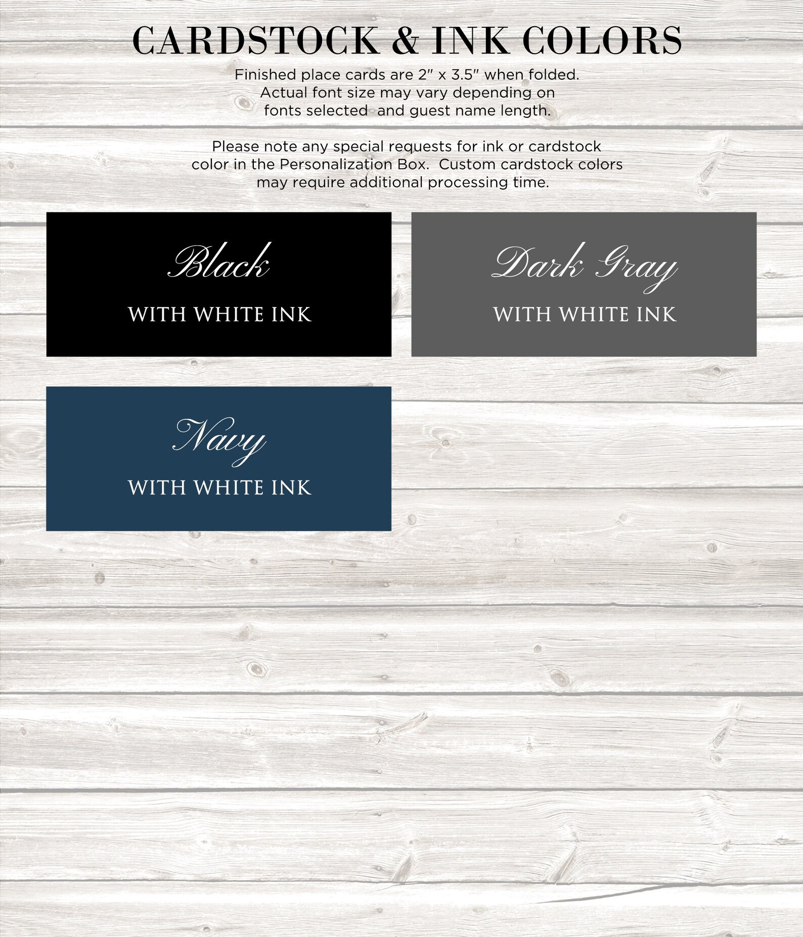 PRINTED Place Cards With Custom Fonts and Colors, Custom Place Cards ...