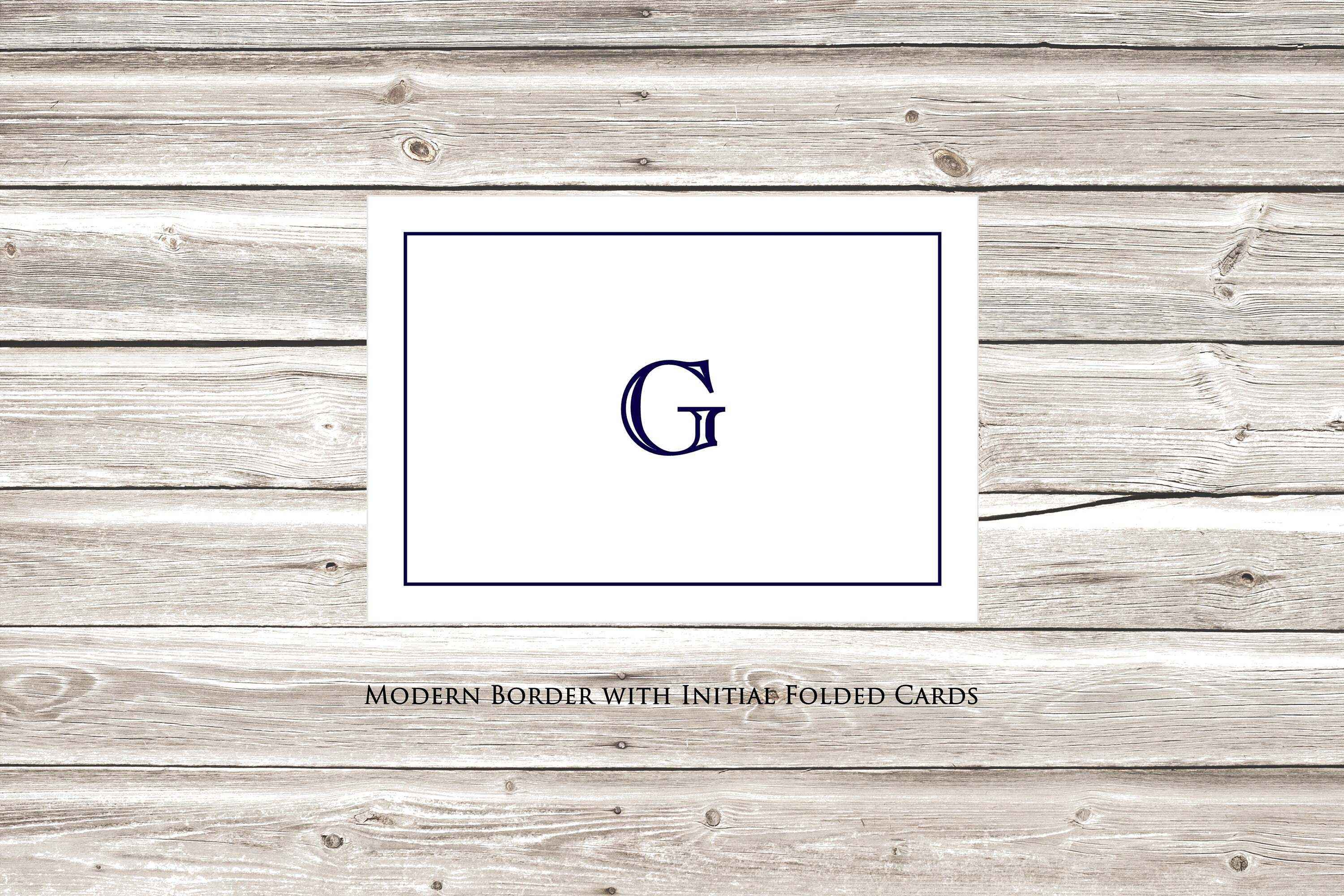 Custom Modern Border With Initial Notecards and Folded Cards - Etsy