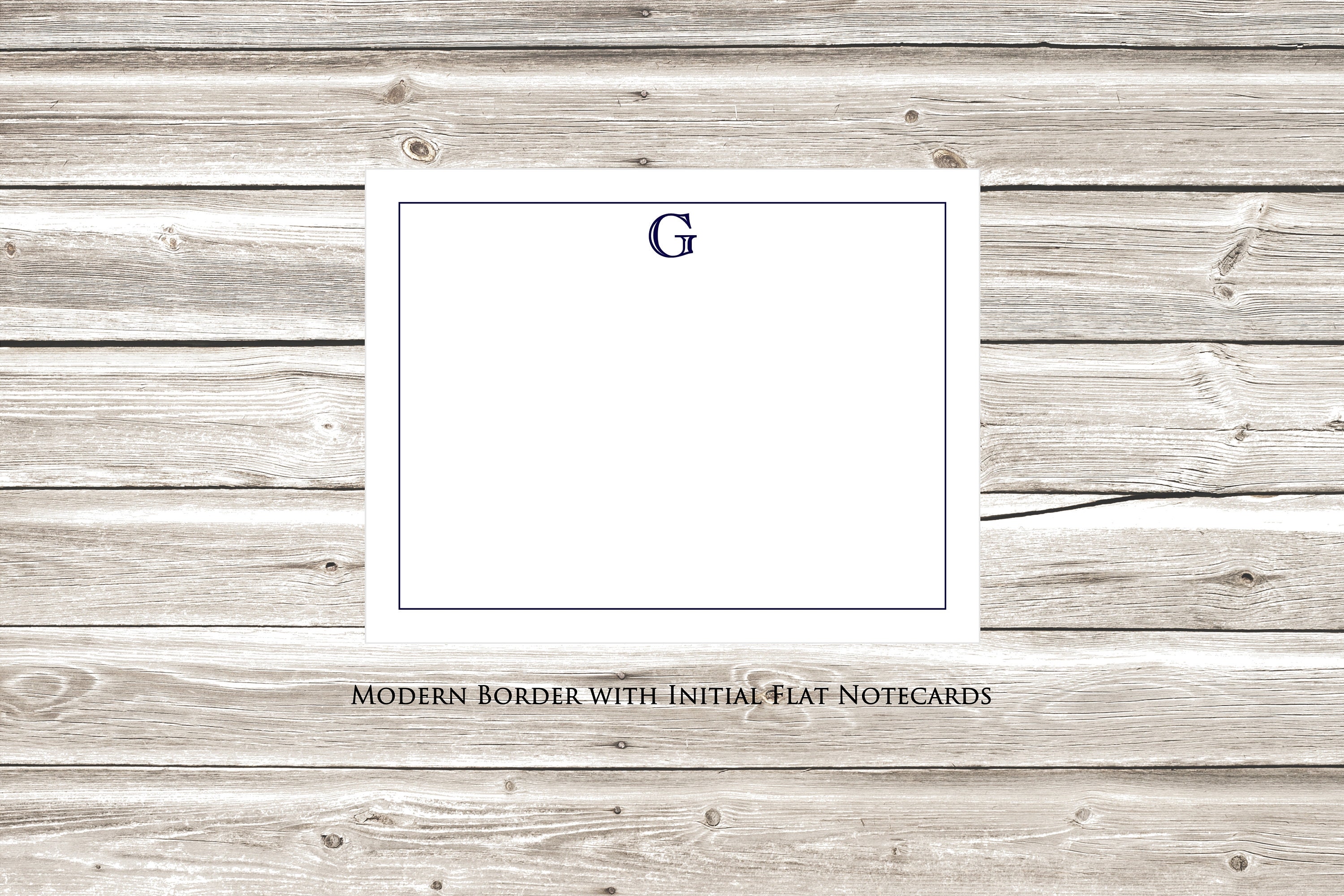 Custom Modern Border With Initial Notecards and Folded Cards - Etsy