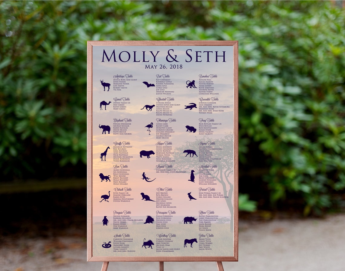 Zoo Animal Seating Chart Designed File - Etsy