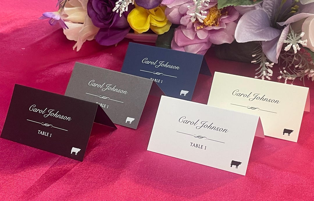 PRINTED Place Cards With Custom Fonts and Colors, Custom Place Cards ...