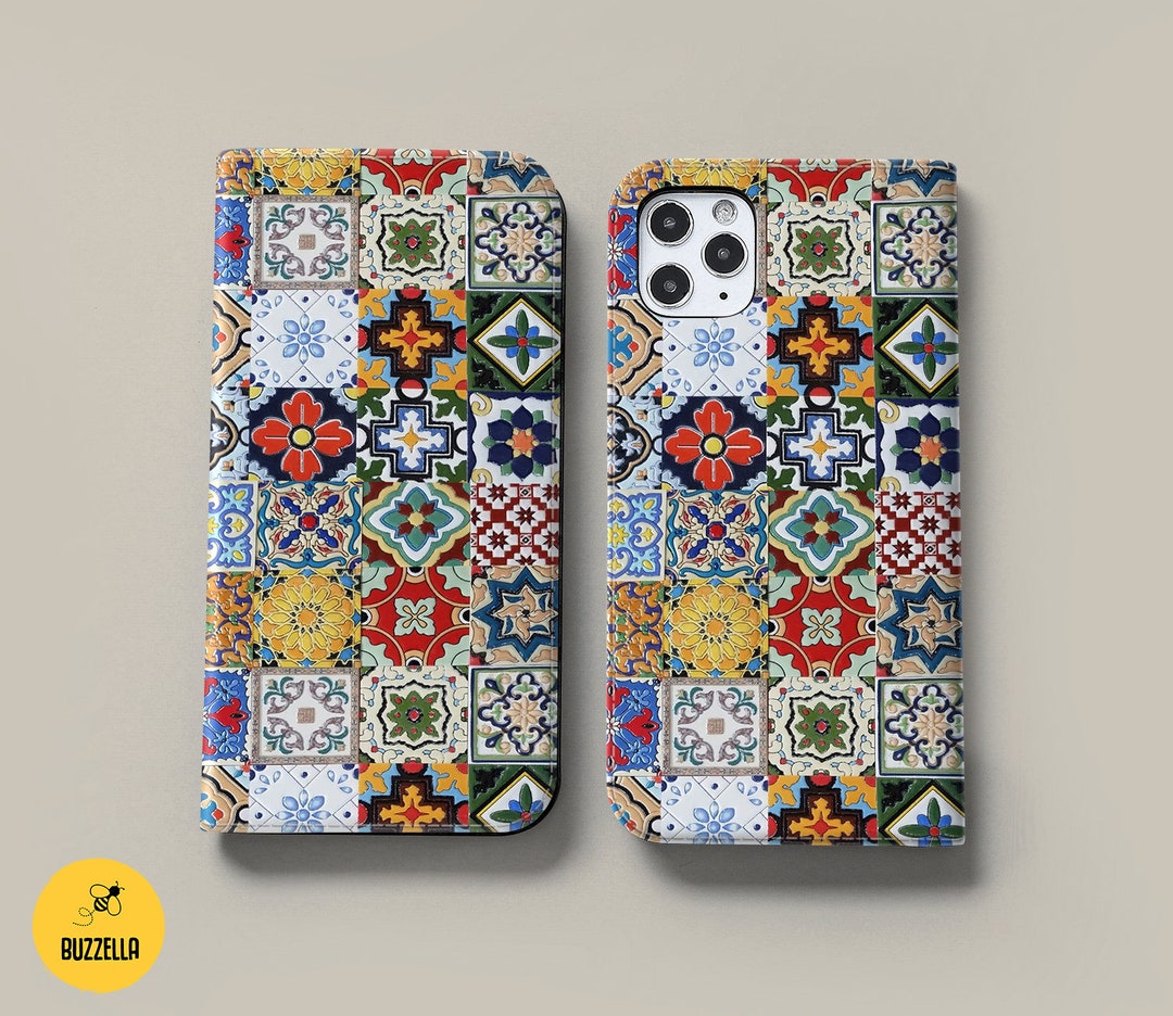 Colorful Tiles Flip Wallet for Samsung S22 Ultra S21 S20FE S23 A71 A52 ...