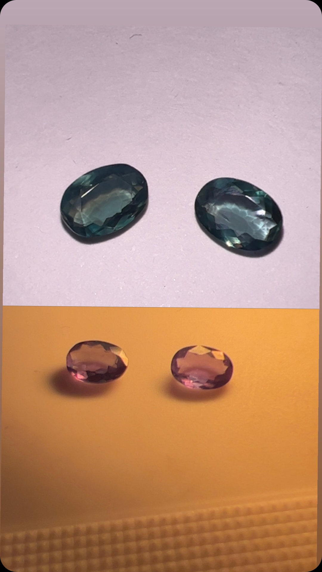 A Rare Pair of Natural Alexandrite Cts0.92 Dimension 3.35 With Top ...