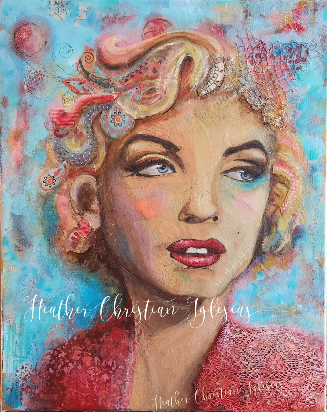 Retro 50s Glamour Custom Portrait Painting in Pinup Fashion Painting of ...