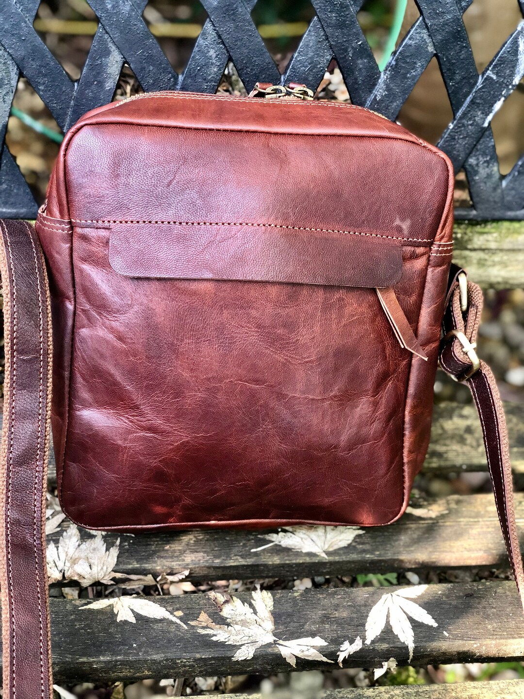Christmas Man Bag Brown Leather Man Bag Real Leather - Etsy