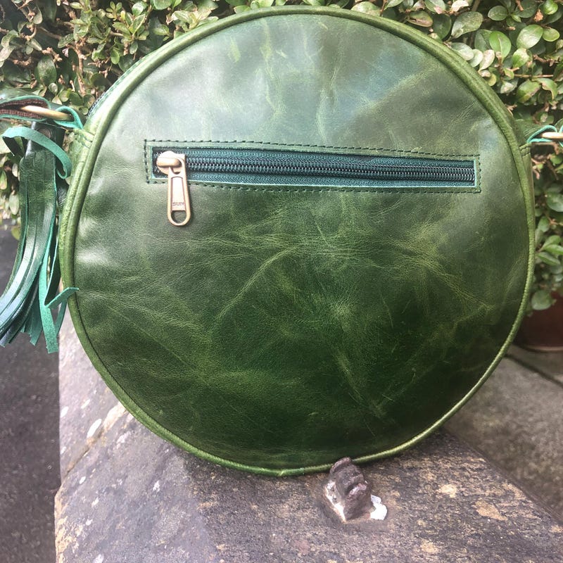 Round Leather Bag - Etsy