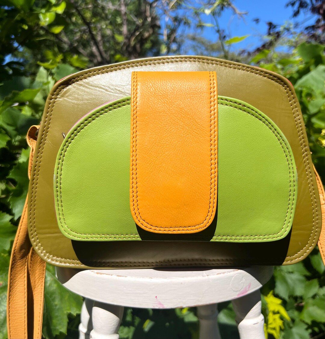 Unusual Leather Bag, Repurposed Leather Handbag, Unique Gift, Green ...