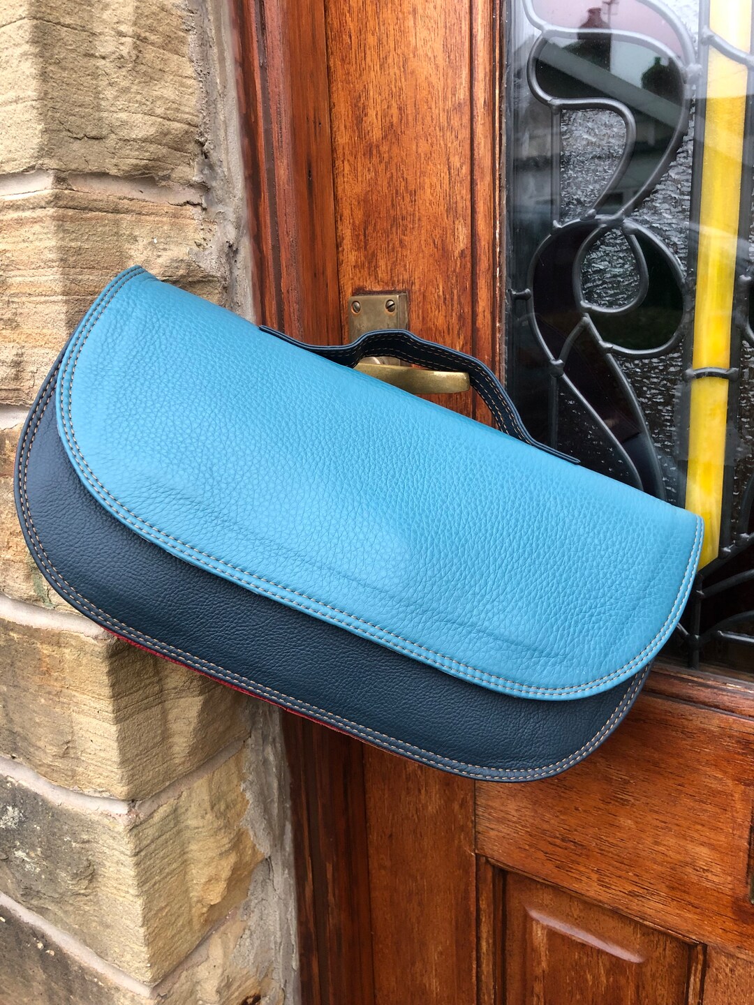 Unique Coloured Leather Bag, Light/dark Blue Handbag, Ethically Crafted ...