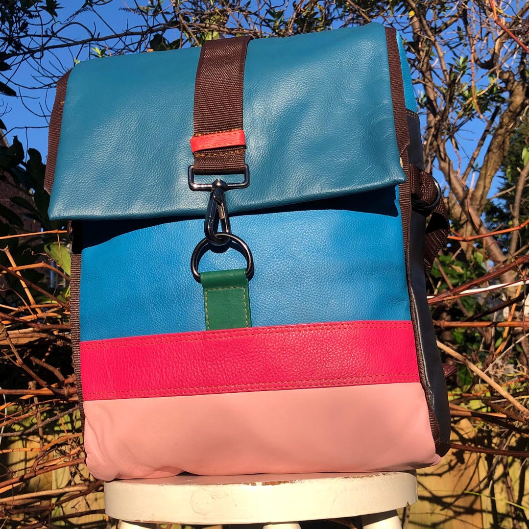 Colourful Leather Backpack, Leather Backpack/baby Change Bag ...