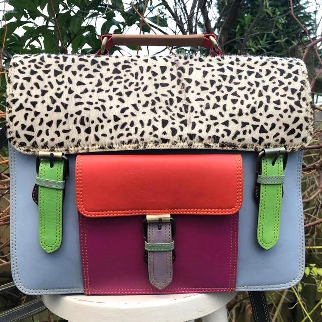 Colourful Leather/fur Satchel, Convertible Backpack-crossbody Bag ...