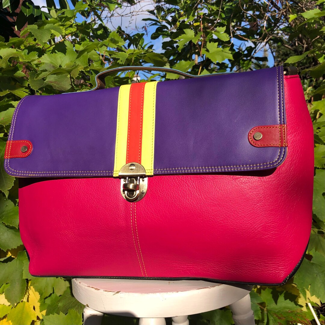 Purple & Pink Leather Laptop Bag, Perfect Christmas Gift, Recycled ...